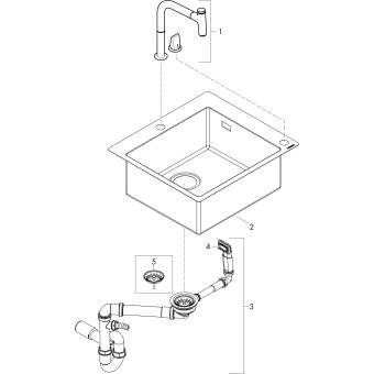 汉斯格雅 水槽组合（套装）: C71, C71-F450-06不锈钢水槽组合450, 货号 43201007