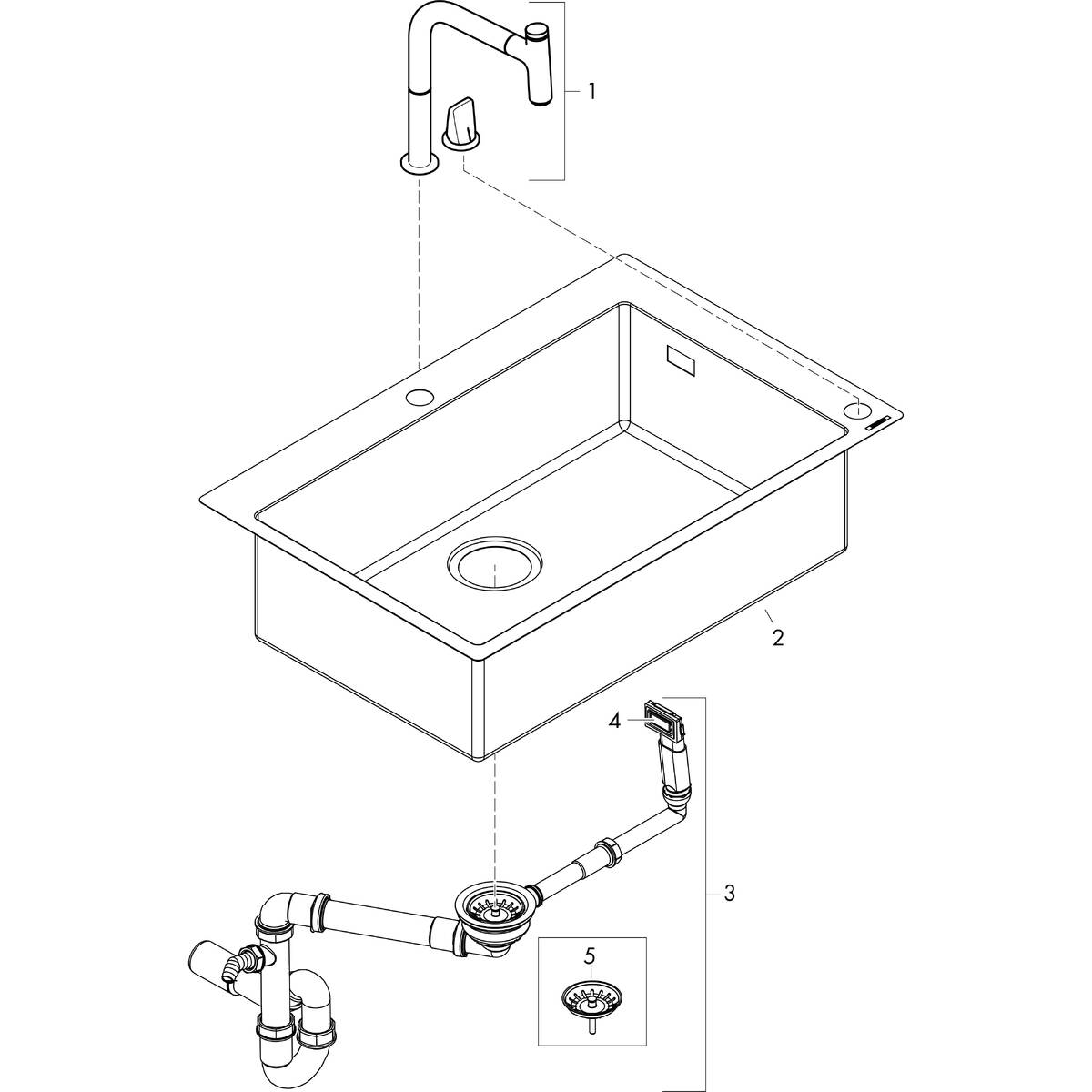 汉斯格雅 水槽组合套餐: C71, C71-F660-08 水槽套餐 不锈钢水槽组合 660, 货号 43202007 | hansgrohe CN