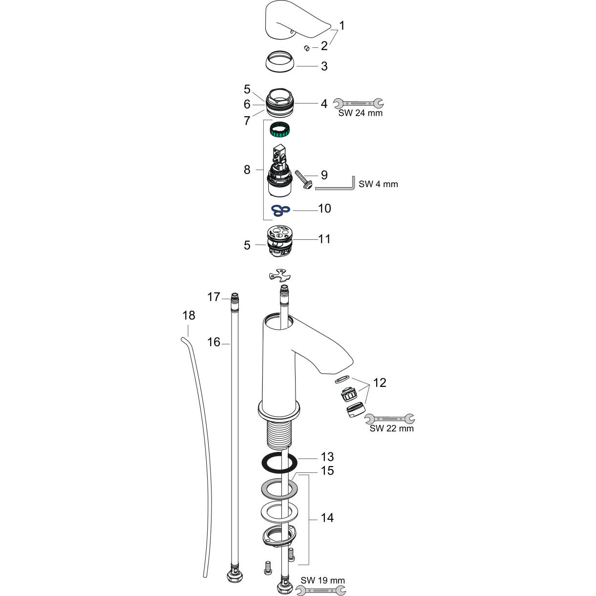 hansgrohe Washbasin mixers: Metris, Single lever basin mixer 100 for ...
