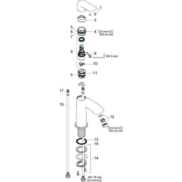hansgrohe Washbasin mixers: Metris, Single lever basin mixer 100 for ...
