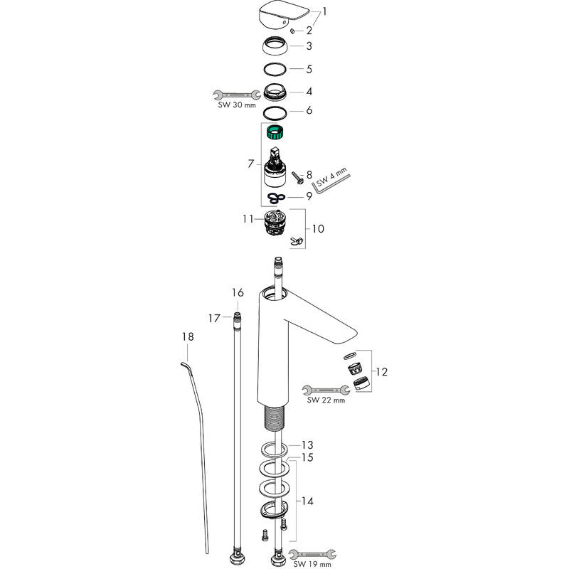 hansgrohe Mosdócsaptelepek: Logis, Egykaros mosdócsaptelep 190 ...