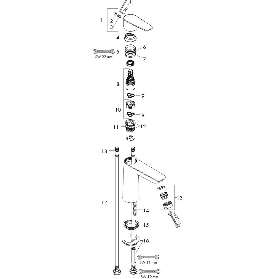 hansgrohe Washbasin mixers: Talis E, Single lever basin mixer 110 ...