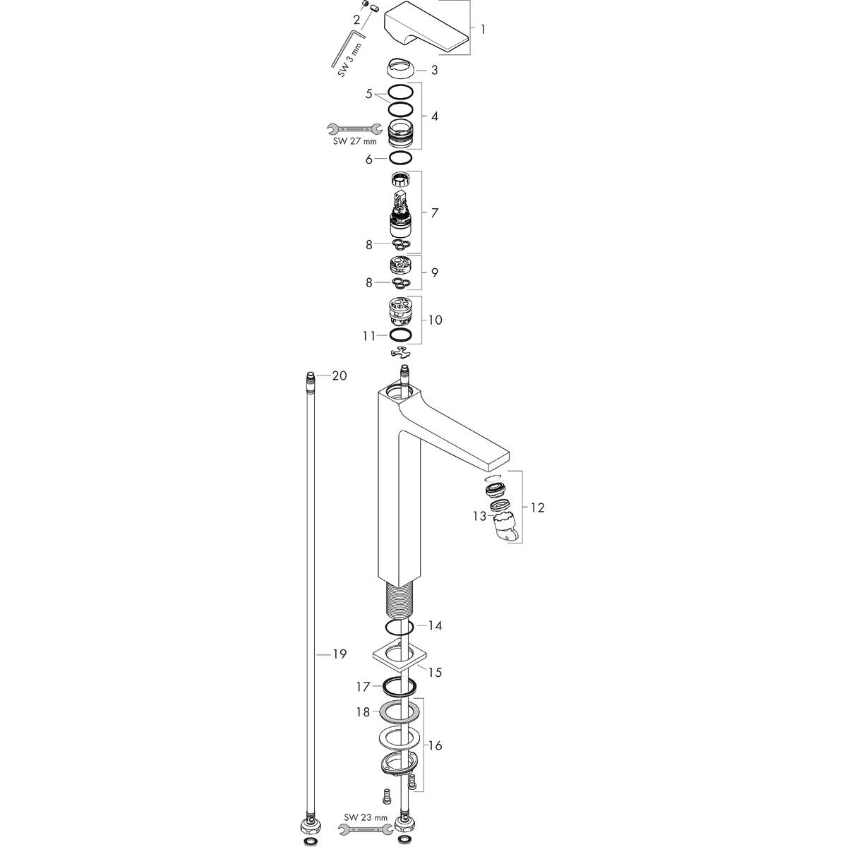 hansgrohe Washbasin mixers: Metropol, Single lever basin mixer 260 with ...