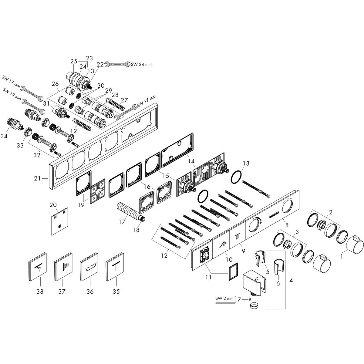 RainSelect Miscelatori doccia: 2 utenze, Cromo, Cod.art. 15355000 ...