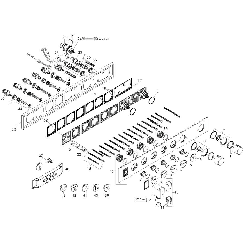 AXOR ShowerSolutions Shower mixers: two-handle, 5 functions, Brushed ...