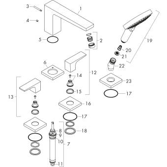 梦迪宝 浴缸龙头: 两功能, 镀铬, 货号 32553007