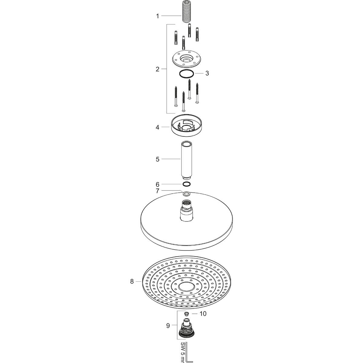 hansgrohe Overhead showers: Raindance Select S, 2 spray modes, Item No ...