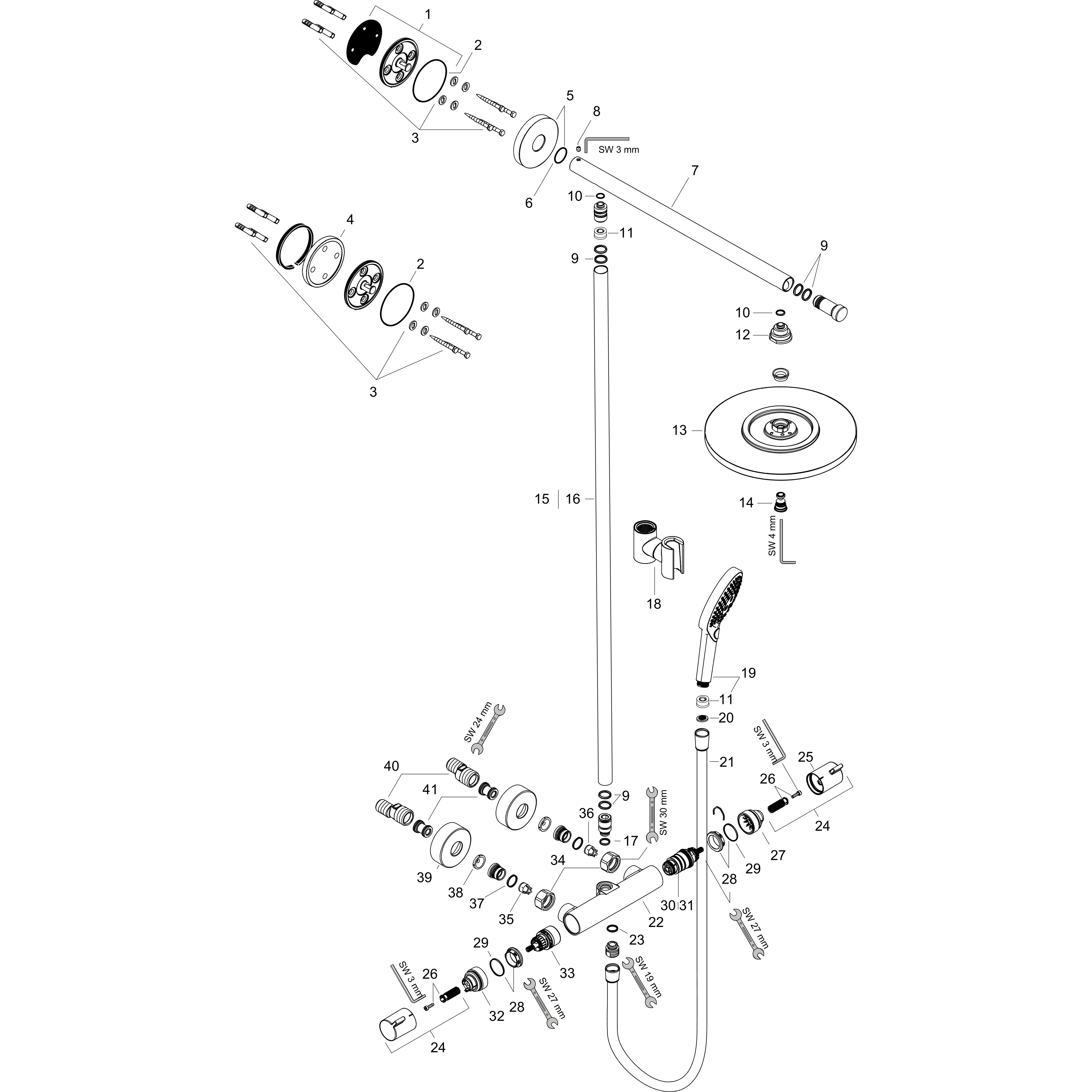 hansgrohe Shower pipes: Raindance, 1 spray mode, Item No. 27228000