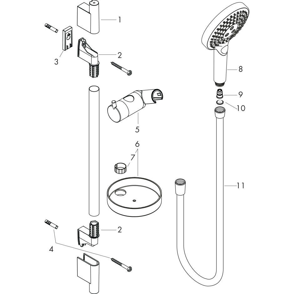 汉斯格雅 墙杆套件: 飞雨 Select S, 花洒套件120 三速沄雨，带升降杆90cm, 货号 27667007