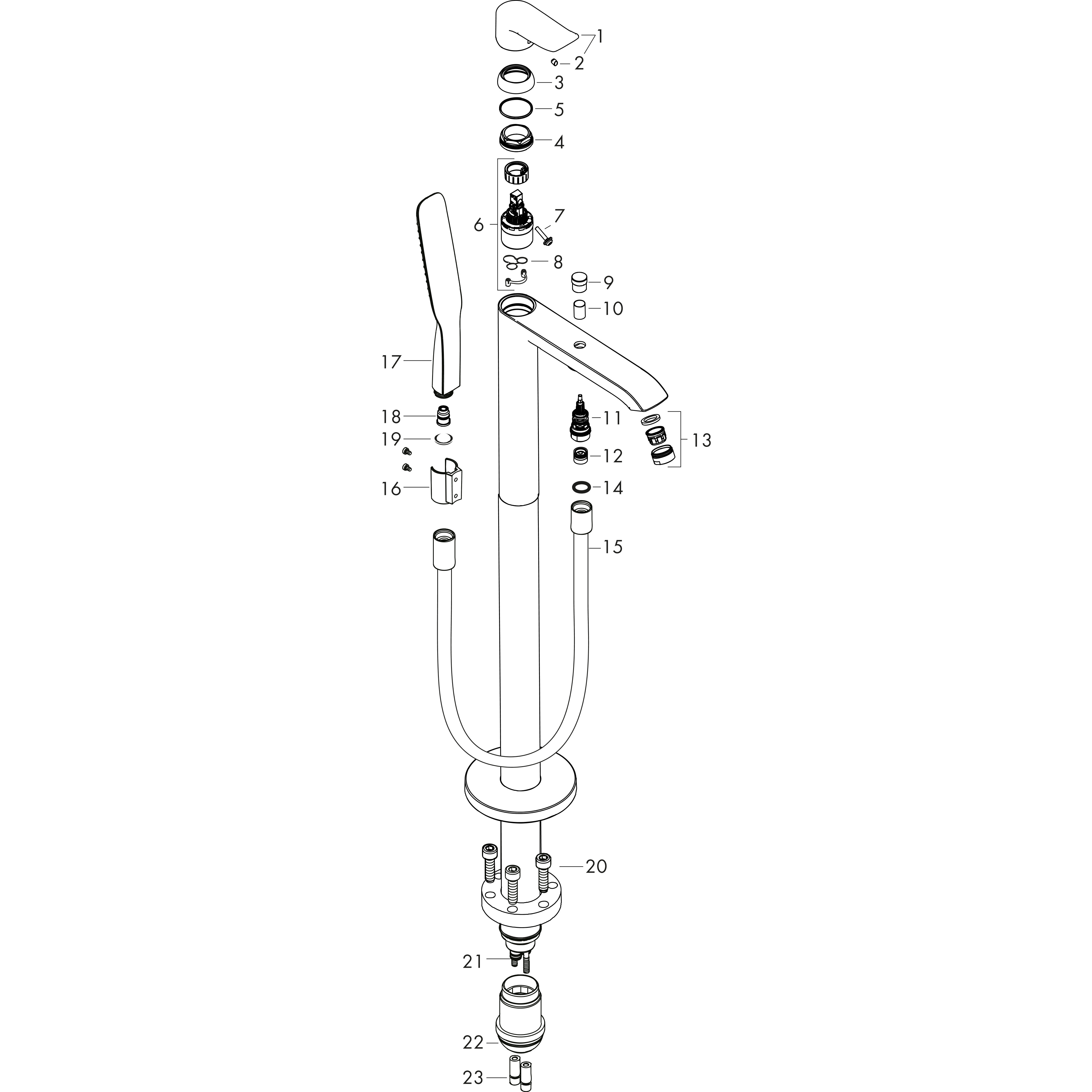 梦迪诗 浴缸龙头: 2 个出水设备, 镀铬, 货号 31471007 | Hansgrohe Pro CN