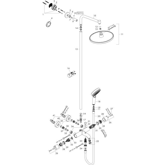 汉斯格雅 花洒管: 柯洛梅达 S, 单种出水模式, 货号 26182007
