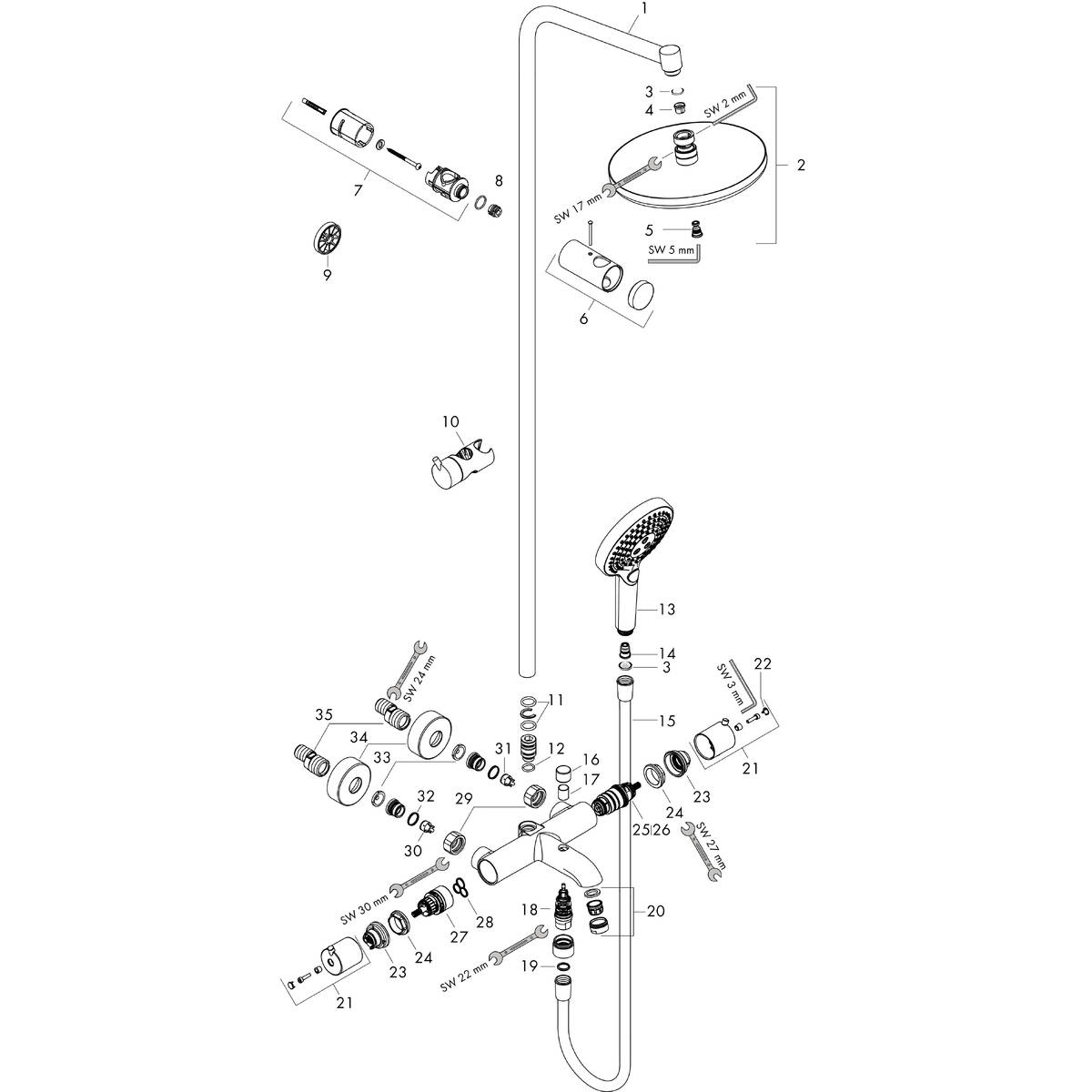 AXOR Overhead showers: AXOR One, 1 spray mode, Item No. 48491340 | AXOR INT