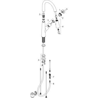 汉斯格雅 厨房龙头: Lacuna, 单把手厨房龙头，带抽拉式出水嘴，两种出水模式, 货号 71856007 | Hansgrohe Pro CN