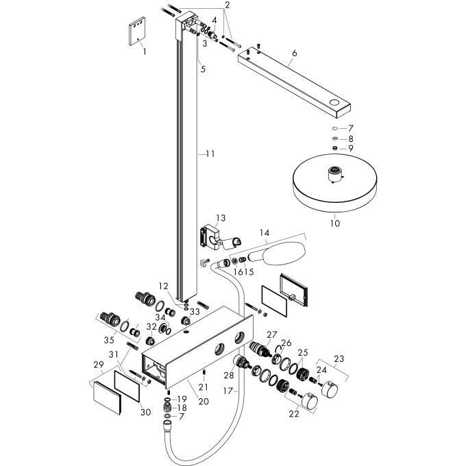 汉斯格雅 花洒管: 境雨, 单种出水模式, 货号 26224007