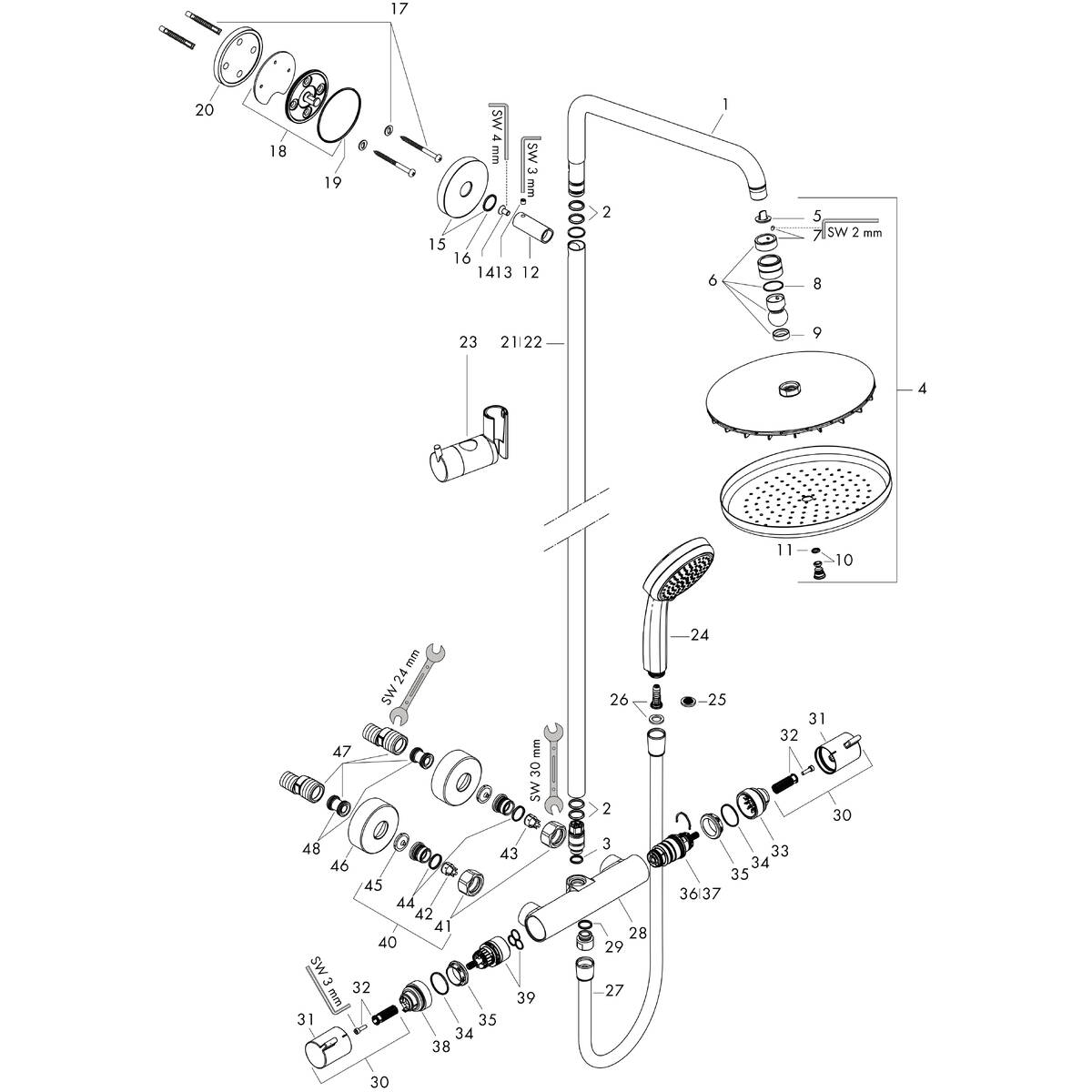 hansgrohe Showerpipes: Croma, 1 Strahlart, Art.-Nr. 27185000 | hansgrohe DE