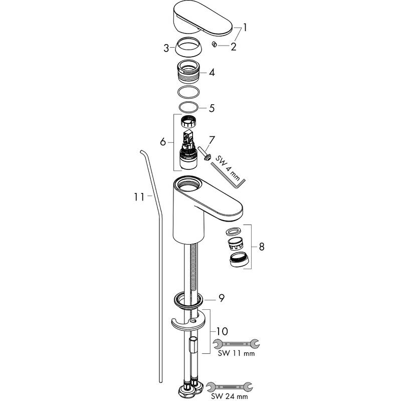 hansgrohe Washbasin mixers: Vernis Blend, Single lever basin mixer 100 ...
