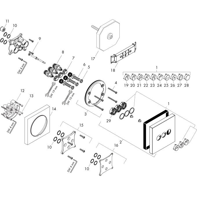 ShowerSelect 淋浴龙头: 三个出水设备, 镀铬, 货号 15764007