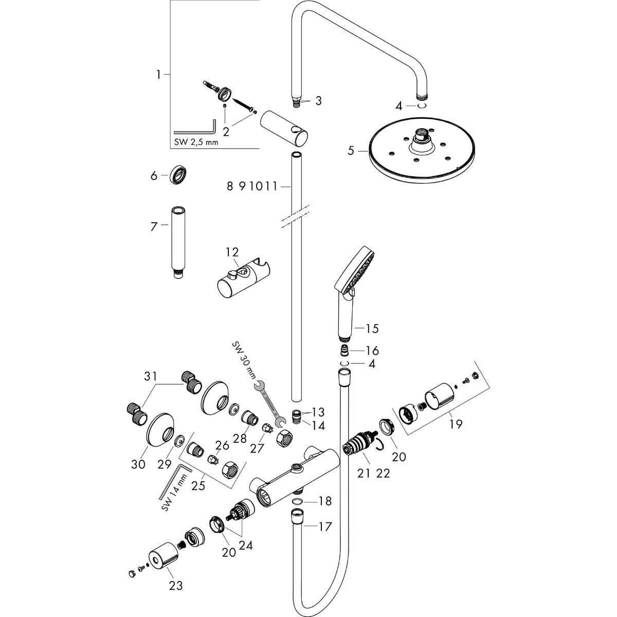 hansgrohe Shower pipes: Vernis Blend, 1 spray mode, Item No. 26276007