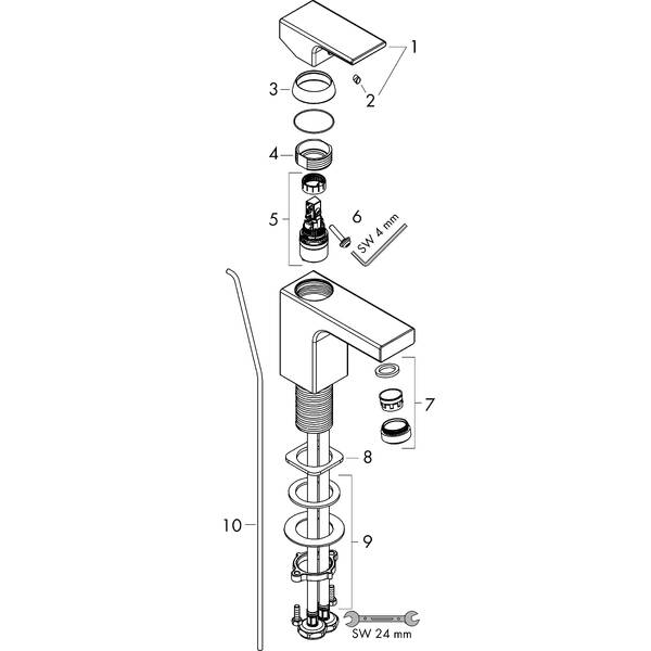 hansgrohe Washbasin mixers: Vernis Shape, Single lever basin mixer 100 ...