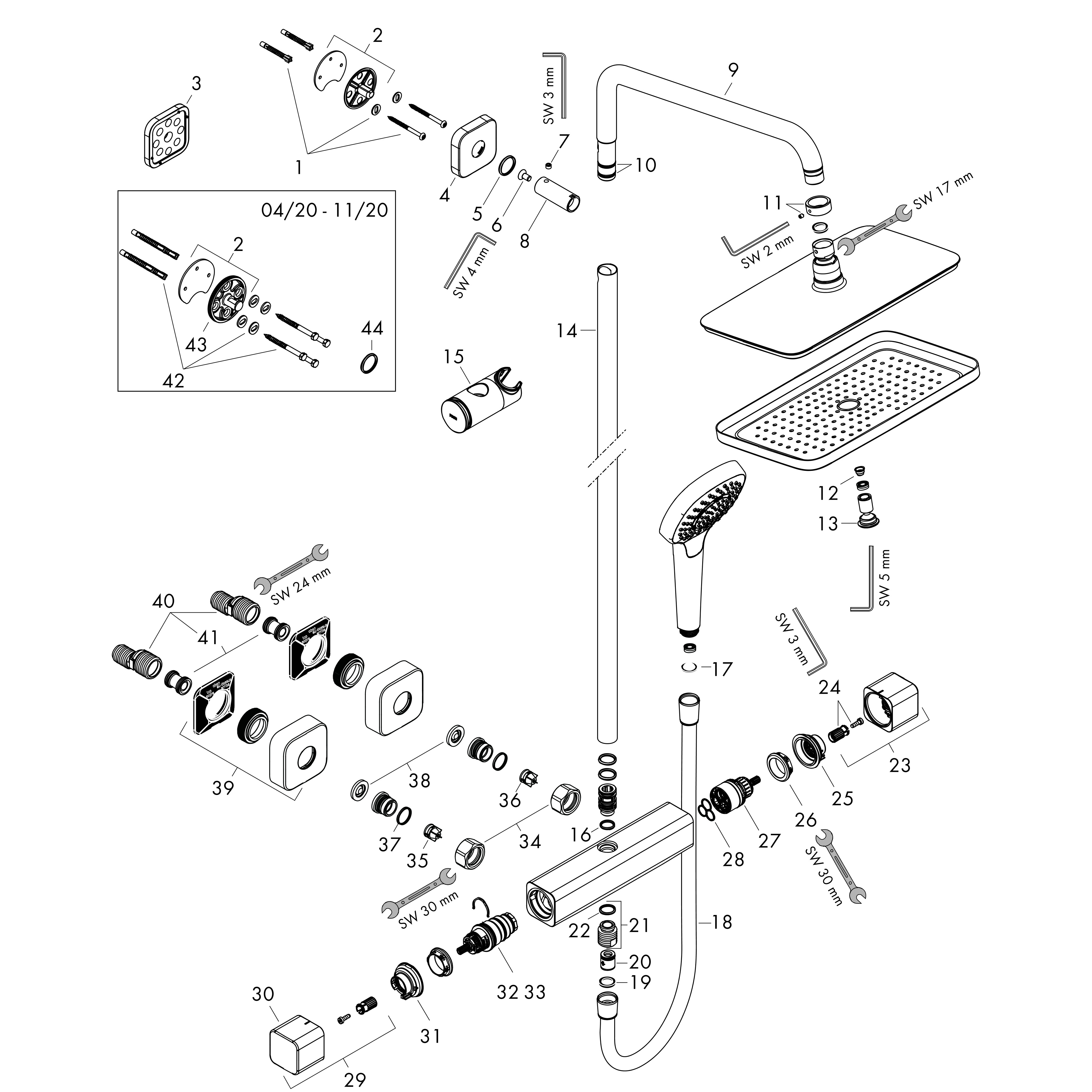 hansgrohe Shower pipes: Croma E, 1 spray mode, Item No. 26084009