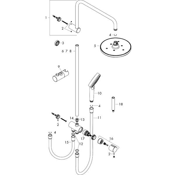 hansgrohe Трубы для душа: Vernis Blend, 1 режим распыления, Арт. № 26099000