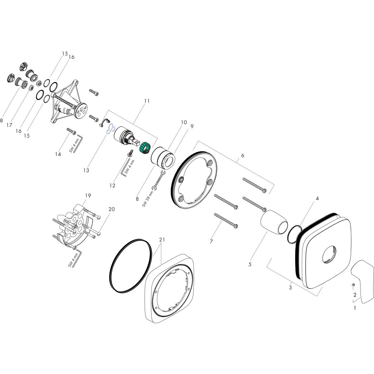梦迪诗 淋浴龙头: 单功能, 镀铬, 货号 31456007