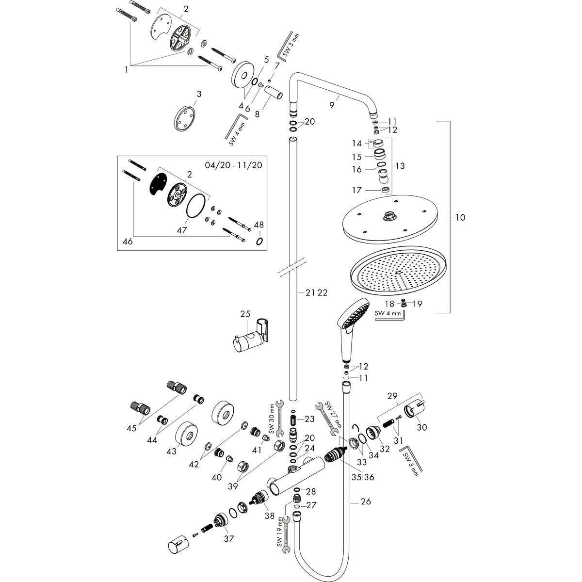 hansgrohe Shower pipes: Croma Select S, 1 spray mode, Item No. 26118009 ...