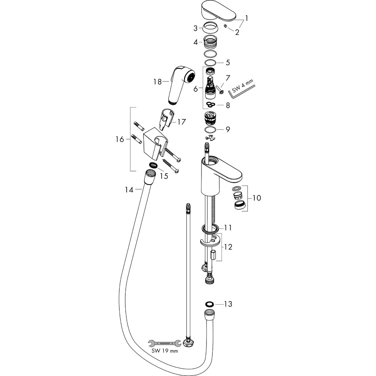 hansgrohe Pesuallashanat: Vernis Blend, Yksiote pesuallashana 100 ...