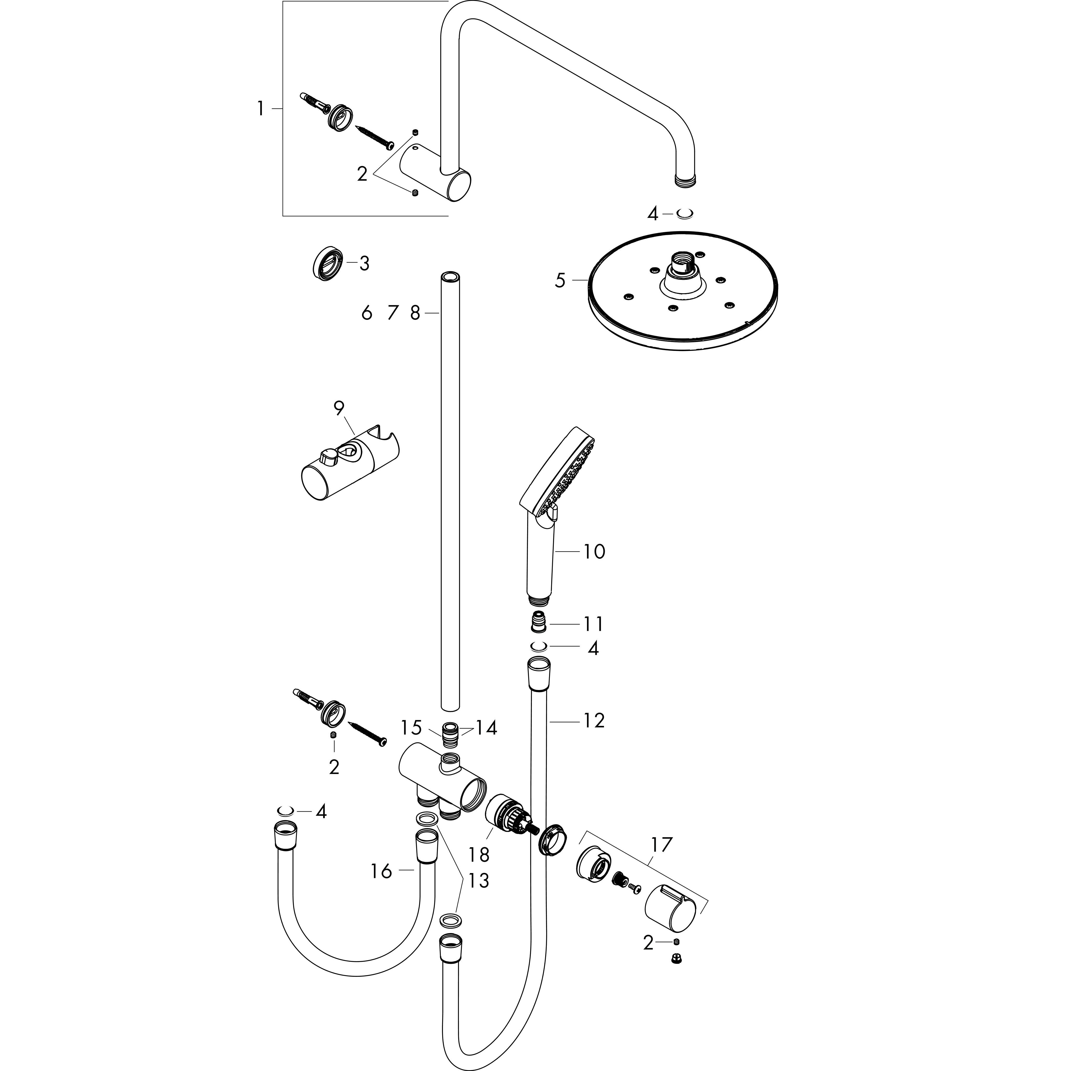 hansgrohe Shower pipes: Vernis Blend, 1 spray mode, Item No. 26272007