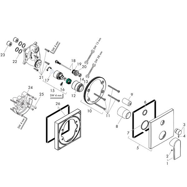Vernis Shape 2 funciones, cromo, ref. 71468000 | hansgrohe LA