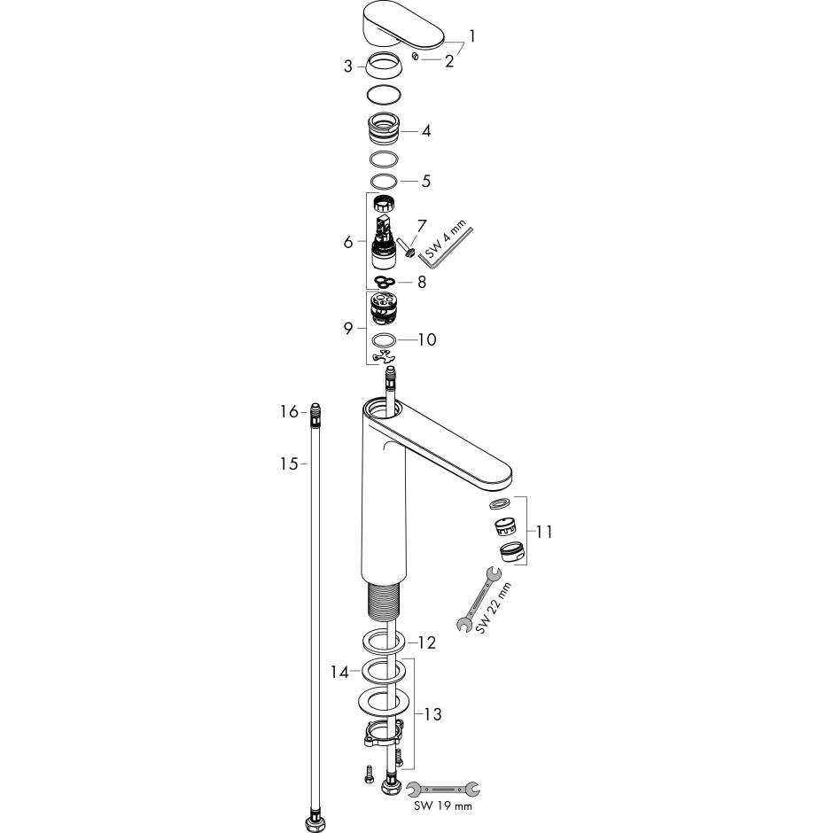 hansgrohe Washbasin mixers: Vernis Blend, Single lever basin mixer 190 ...