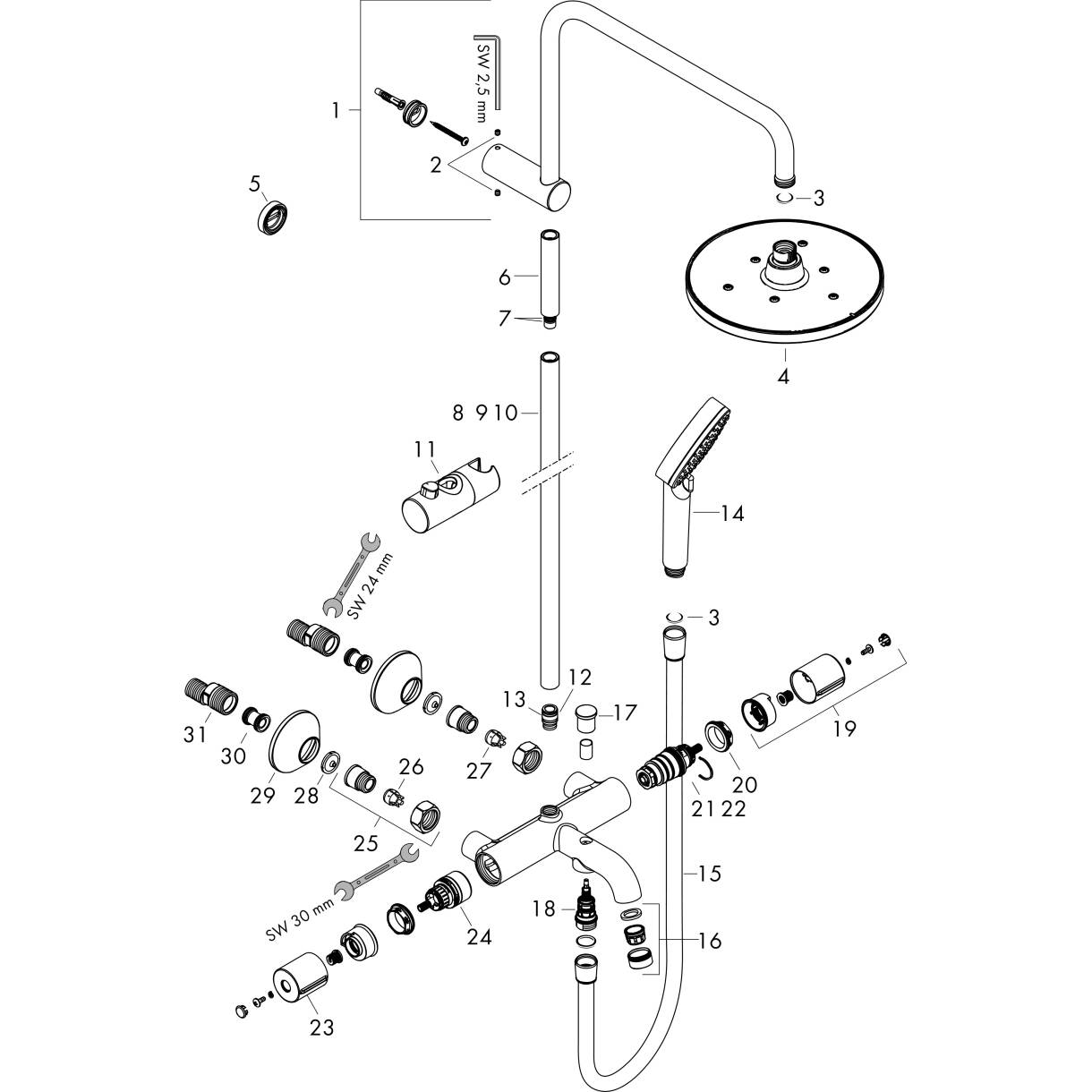hansgrohe Showerpipes: Vernis Blend, 1 stråletype, Art.nr. 26274000