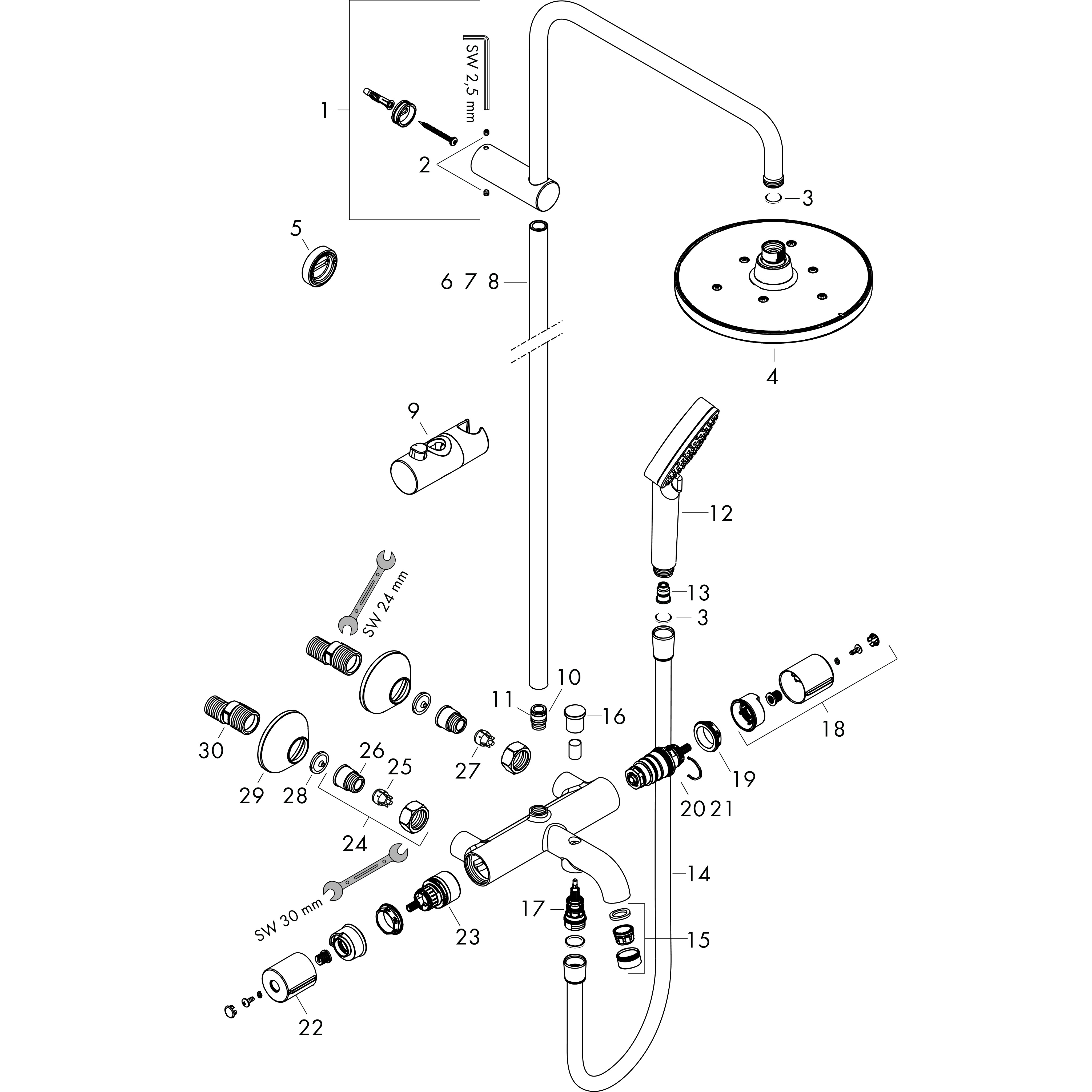 hansgrohe Shower pipes: Vernis Blend, 1 spray mode, Item No. 26274007