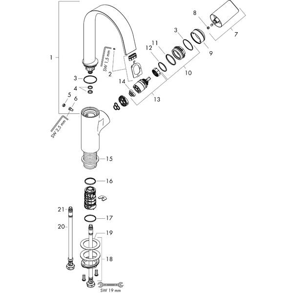 hansgrohe Washbasin mixers: Vivenis, Single lever basin mixer 210 with ...