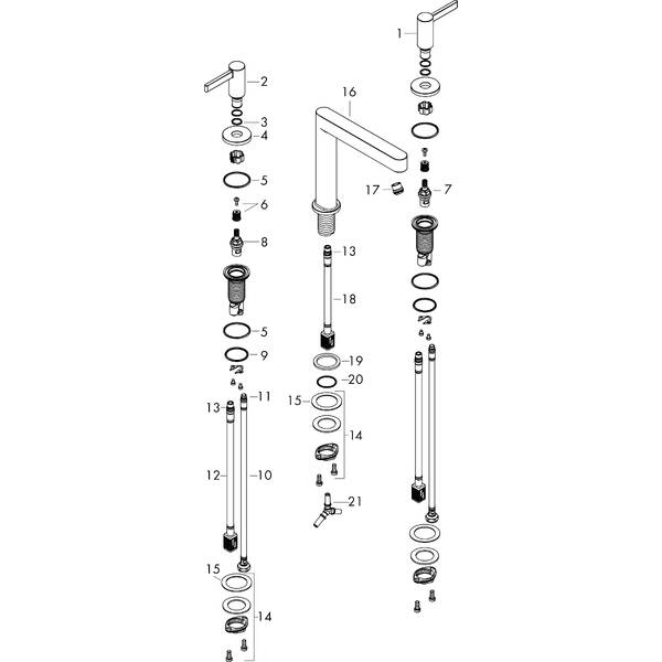 hansgrohe Lavabo bataryaları: Finoris, 3-Delikli lavabo bataryası 160 ...