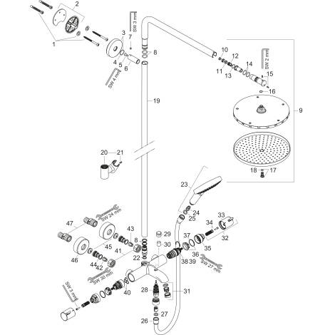 汉斯格雅 花洒管: 飞雨 Select S, 单种出水模式, 货号 27670997