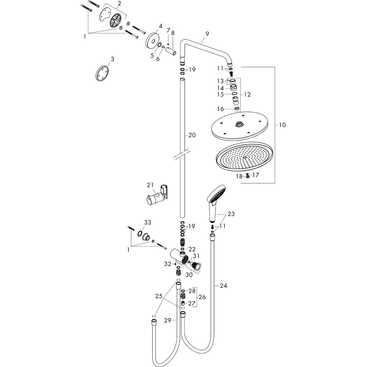 hansgrohe Komplety prysznicowe: Croma Select S, 1 strumień, Nr art ...