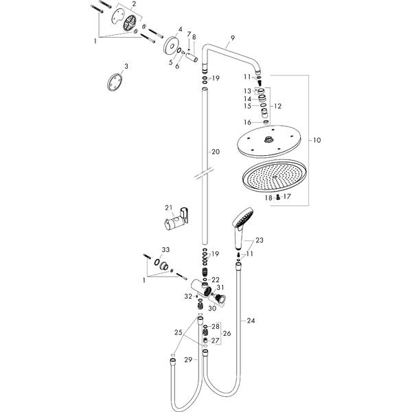 hansgrohe Showerpipes: Croma Select S, 1 straalsoort, Art.-nr. 26793000 ...