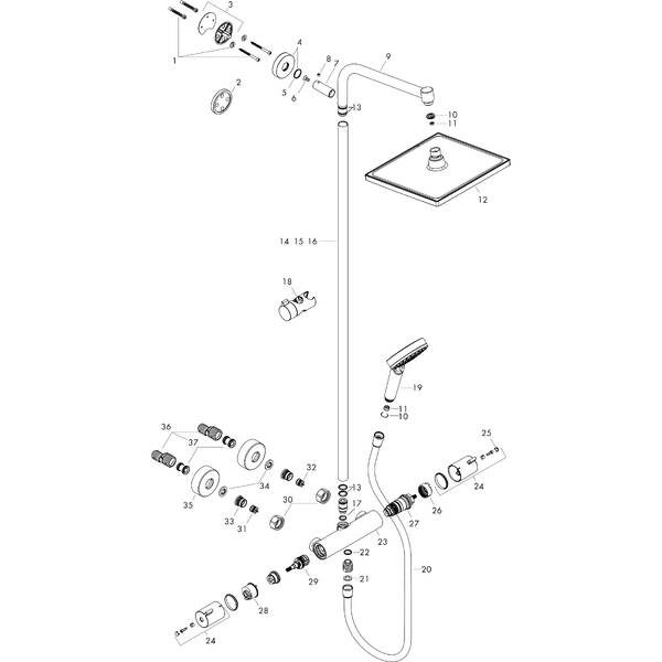 hansgrohe Duş kolonları: Crometta E, 1 sprey modu, Ürün no. 27281000 ...