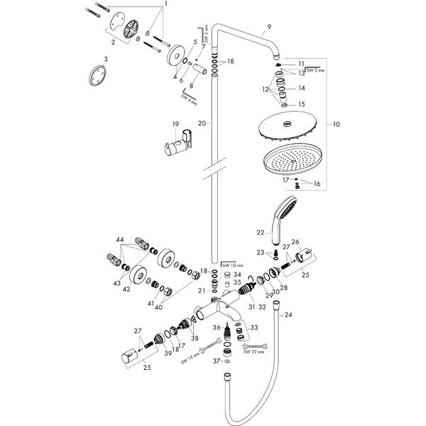 hansgrohe Showerpipe-ok: Croma, 1 vízsugárfajta, Cikksz. 27223000 ...