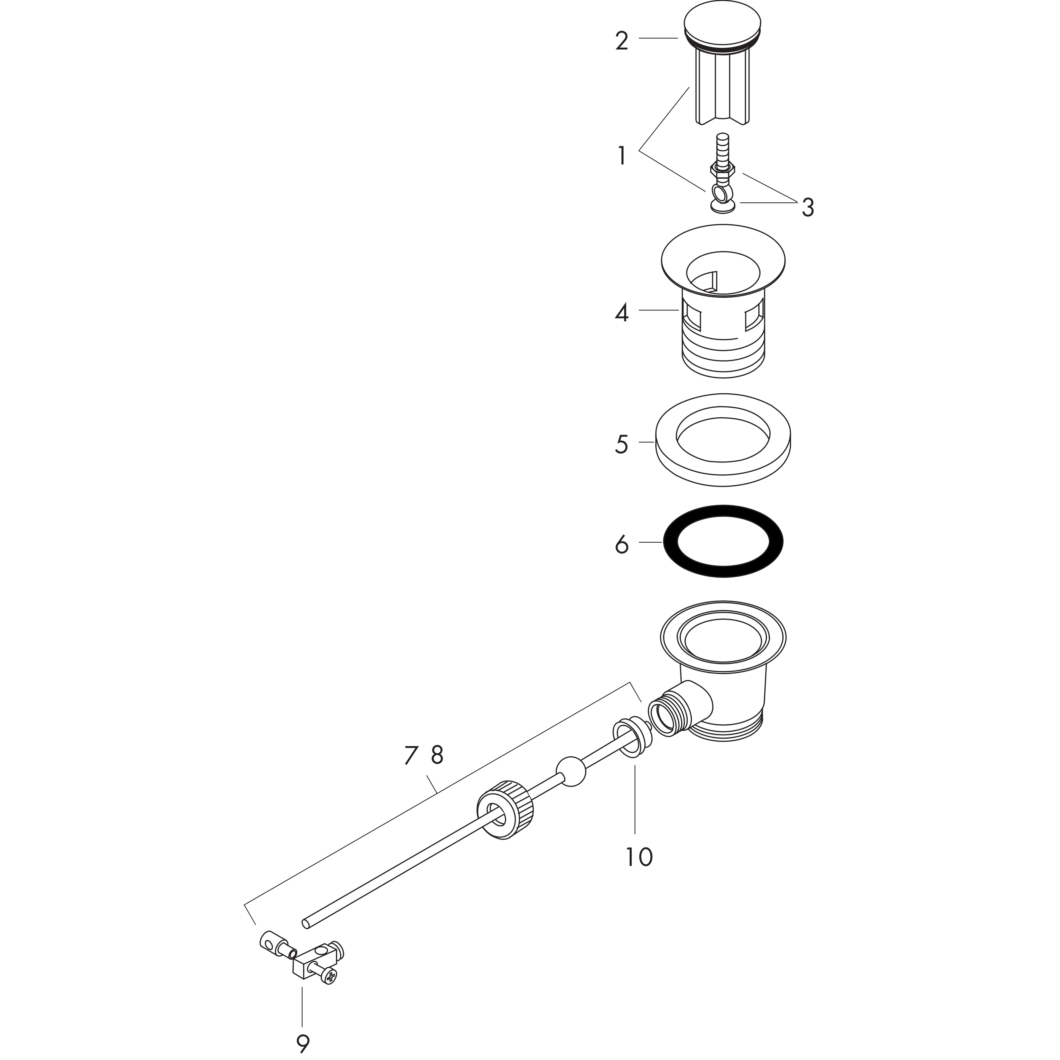 hansgrohe Waste systems washbasin: Waste set pop-up for basin and bidet ...