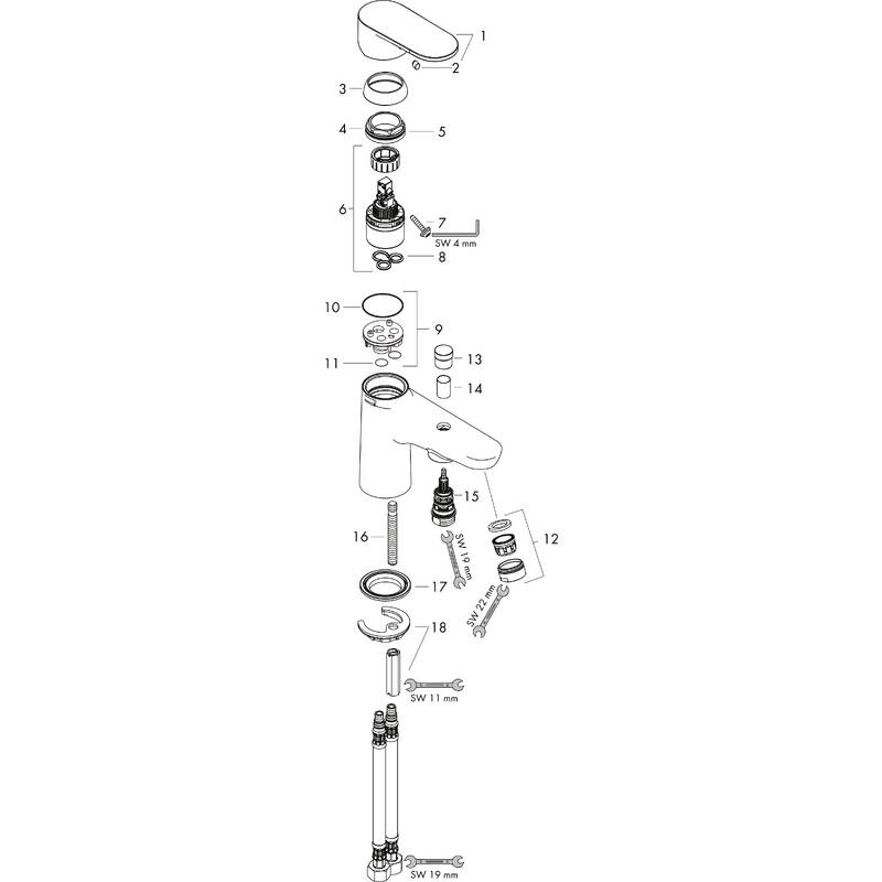 Vernis Blend Banyo bataryaları: 2 çıkış, krom, Ürün no. 71444000 ...