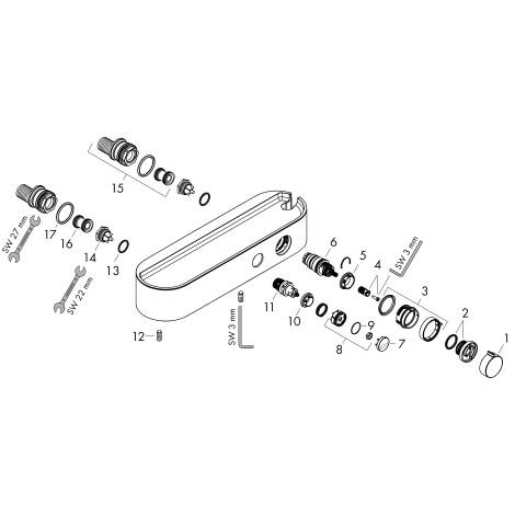 ShowerTablet Select 淋浴龙头: 单功能, 镀铬, 货号 24360007