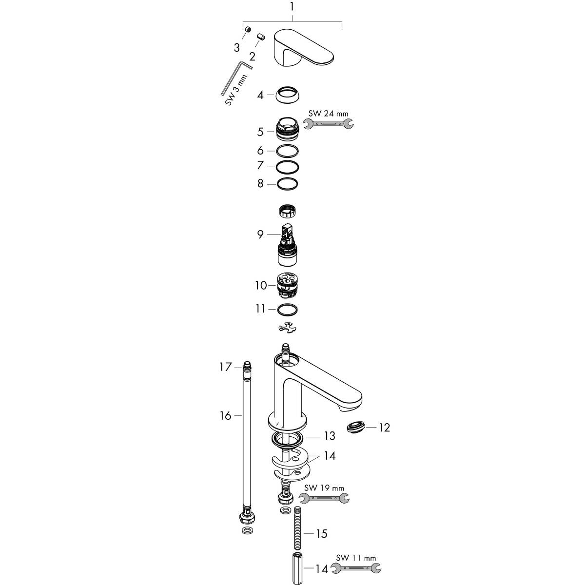 hansgrohe Washbasin mixers: Rebris S, Single lever basin mixer 80 ...