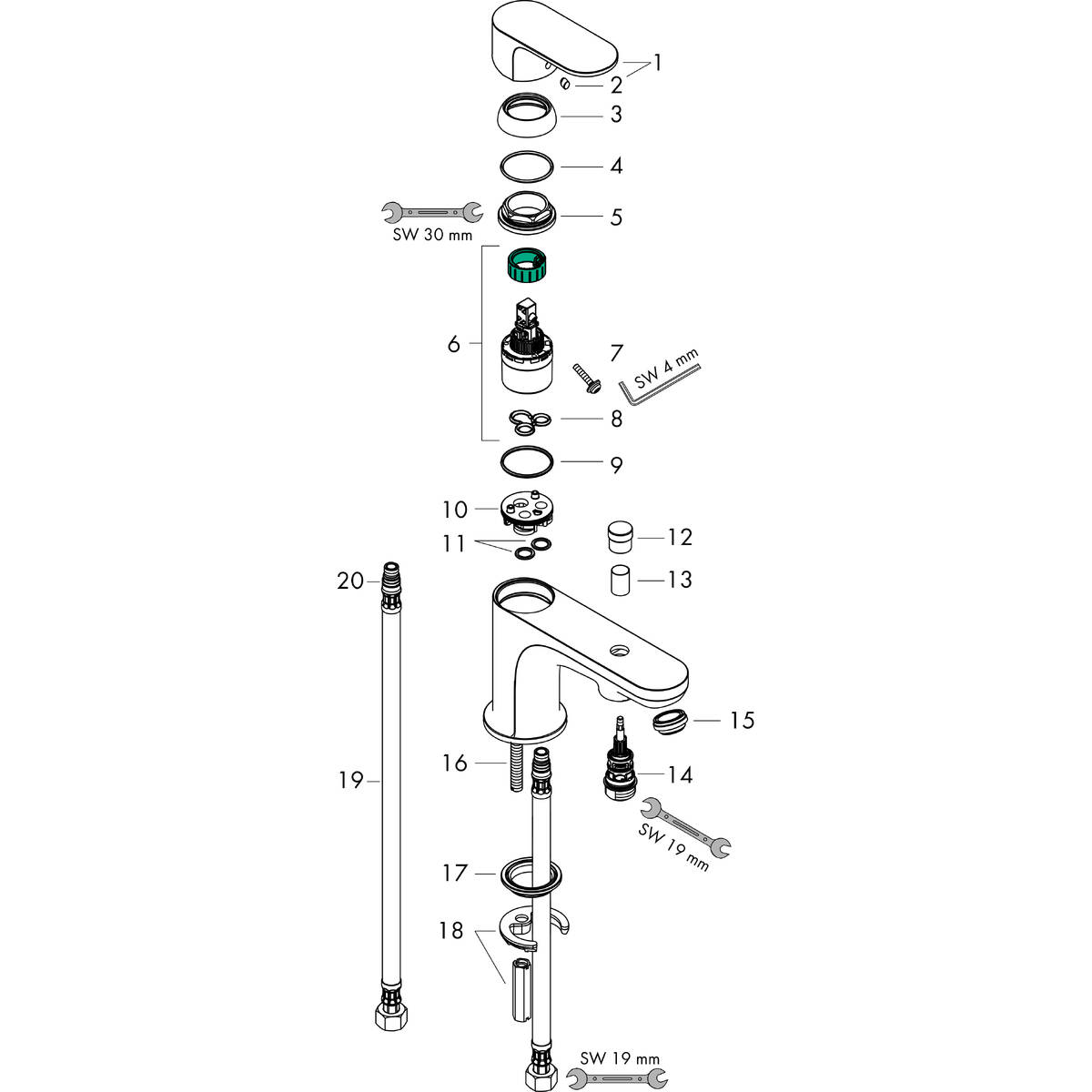 Rebris S Bath mixers: 2 functions, Chrome, Item No. 72436000 ...