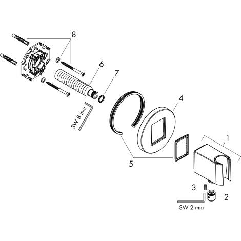hansgrohe Shower support: FixFit S, Wall outlet with shower holder ...