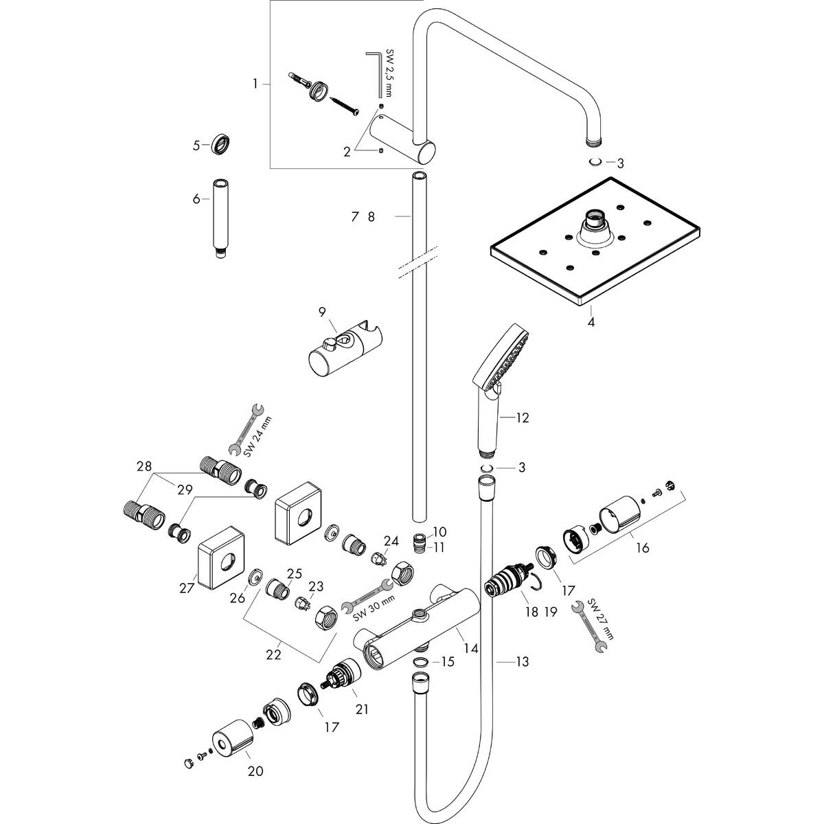 hansgrohe Shower pipes: Vernis Shape, 1 spray mode, Item No. 26286670 ...