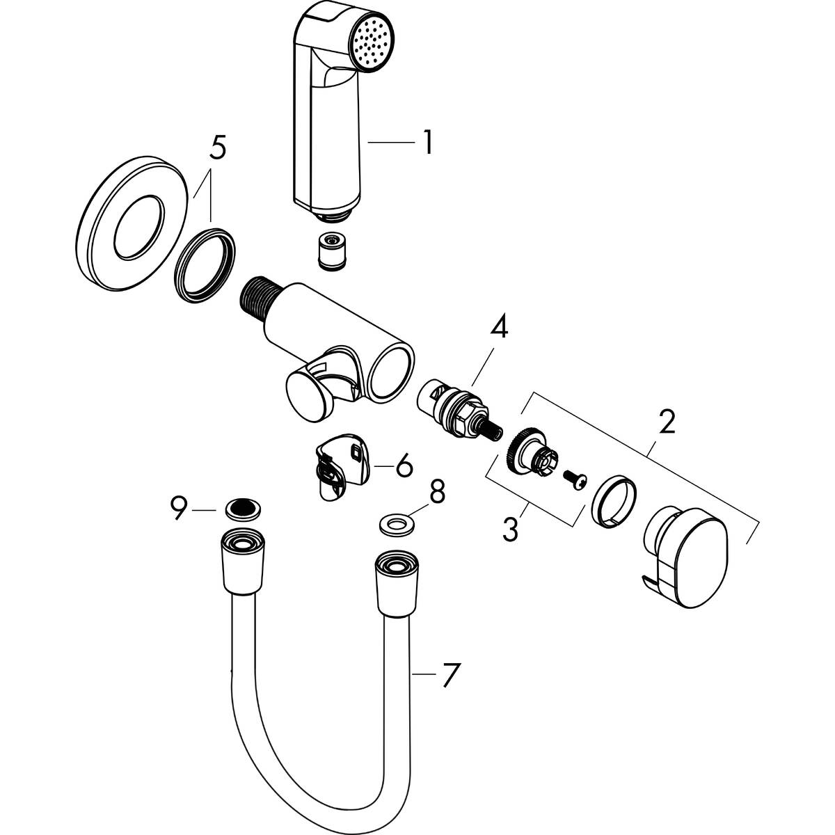 hansgrohe Portersets: Bidette Handbrause 1jet S EcoSmart für Kaltwasser ...