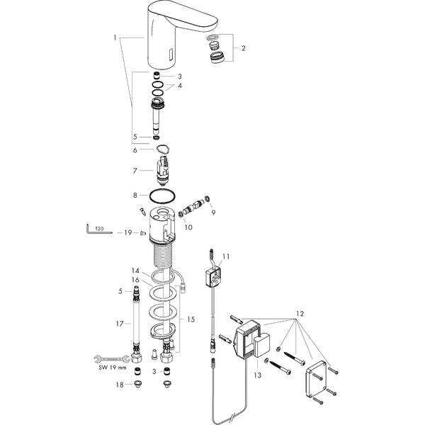 hansgrohe Waschtischmischer: Focus, Elektronik-Waschtischmischer mit ...