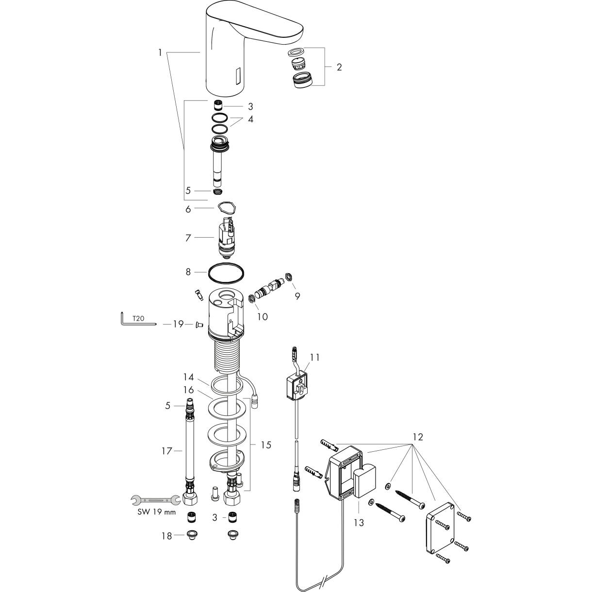 hansgrohe Washbasin mixers: Focus, Electronic basin mixer with ...